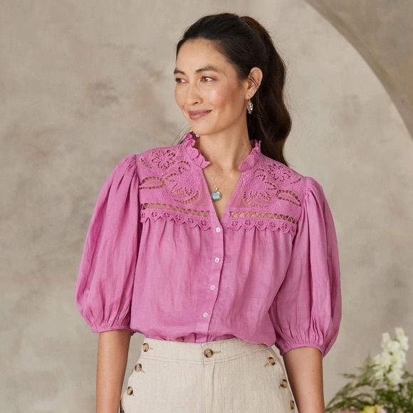 Sundance | Tops | Sundance Dianna Lace Top Bloom Pink Button Down 34 ...